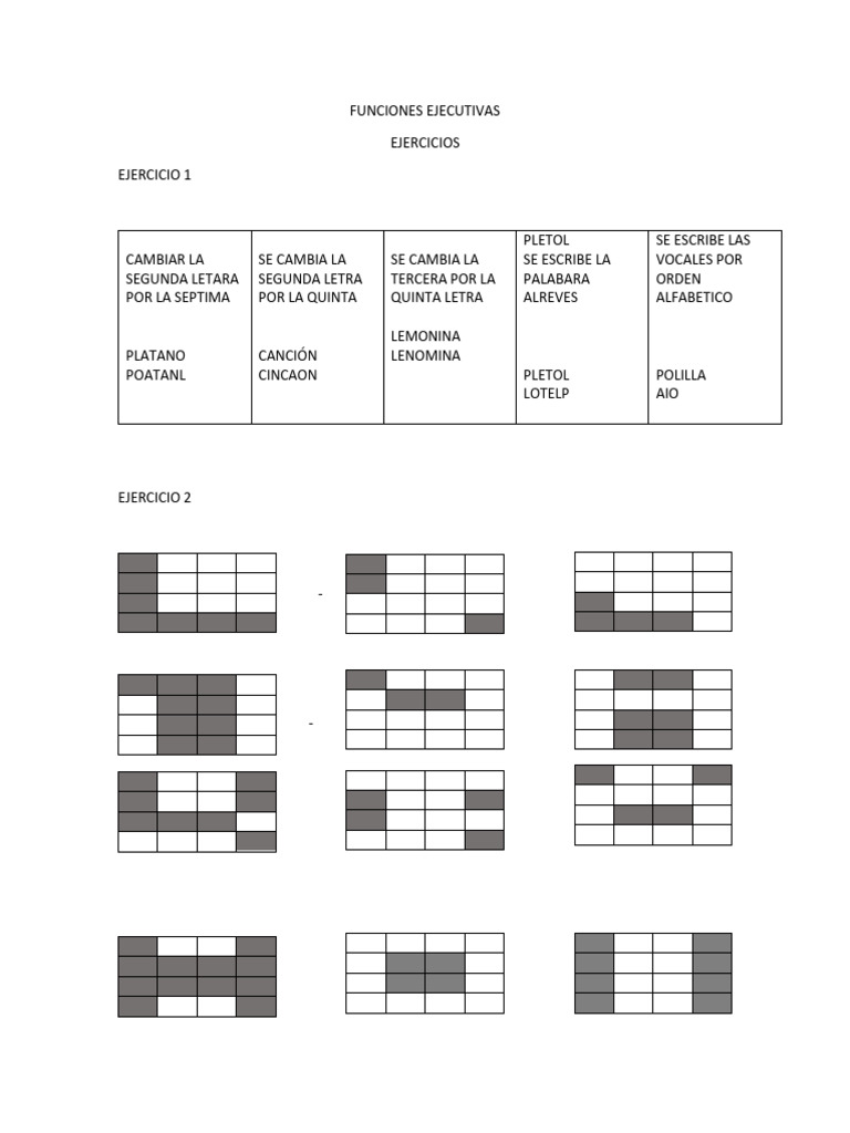 Ejercicios de Funciones Ejecutivas | PDF