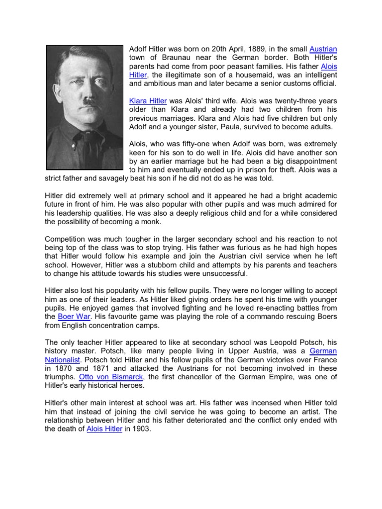 Adolf Hitler: A Short Biography | PDF | Nazi Party | Adolf Hitler