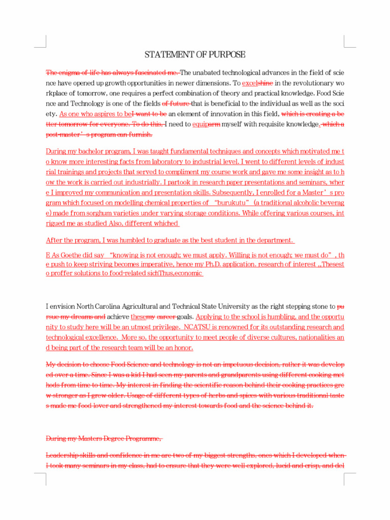 Statement of Purpose Nca | PDF