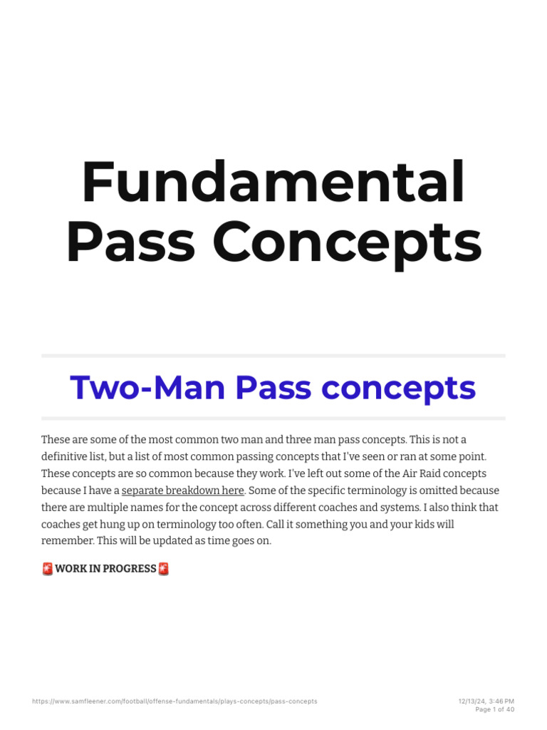Pass Concepts | PDF | Sports | National Football League Seasons