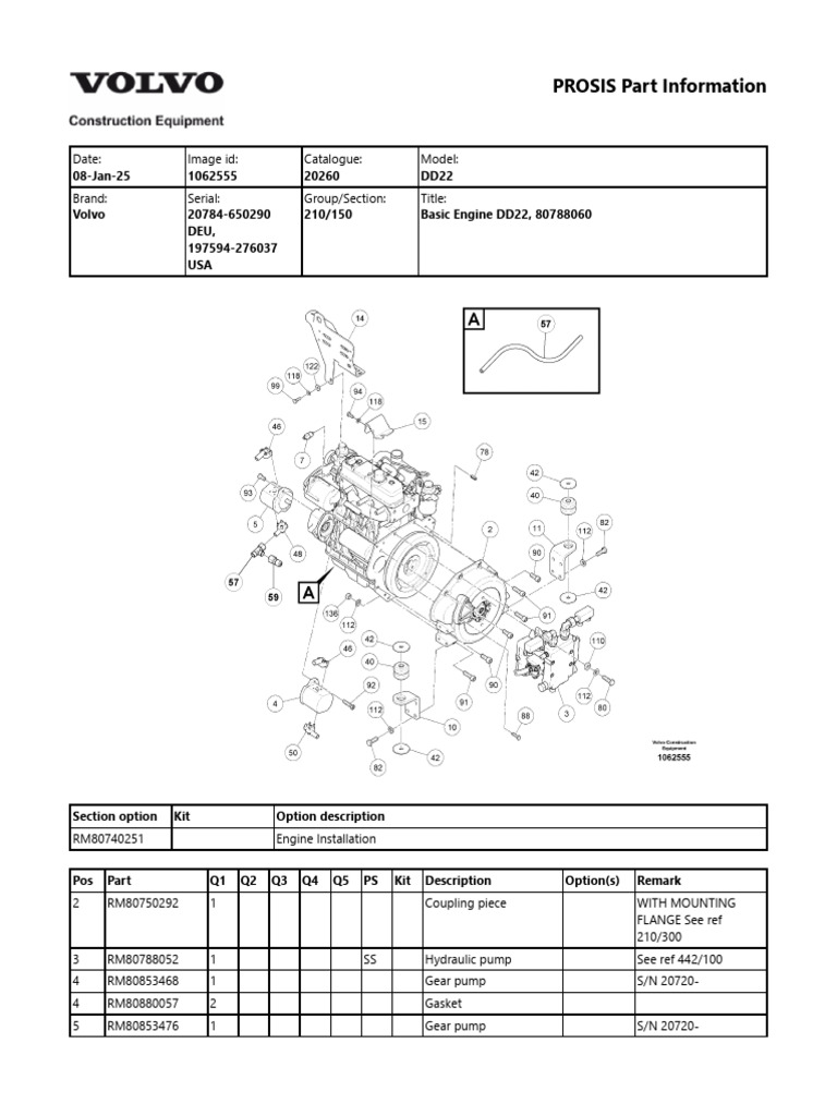 Volvo DD22 Engine Parts Catalogue | PDF