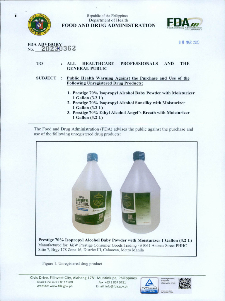 FDA Advisory No.2023 0362 | PDF