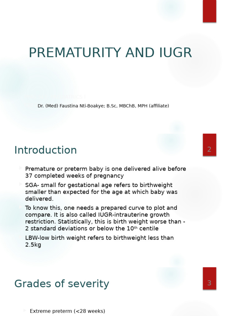Prematurity and IUGR | PDF | Preterm Birth | Prenatal Development