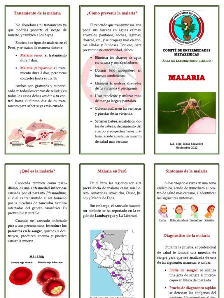 Tríptico Malaria | PDF | Malaria | Ciencias de la Salud