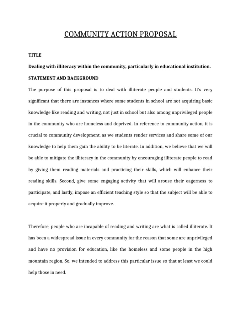 Community Action Proposal | PDF