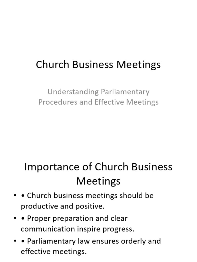 Church Business Meeting Guidelines | PDF
