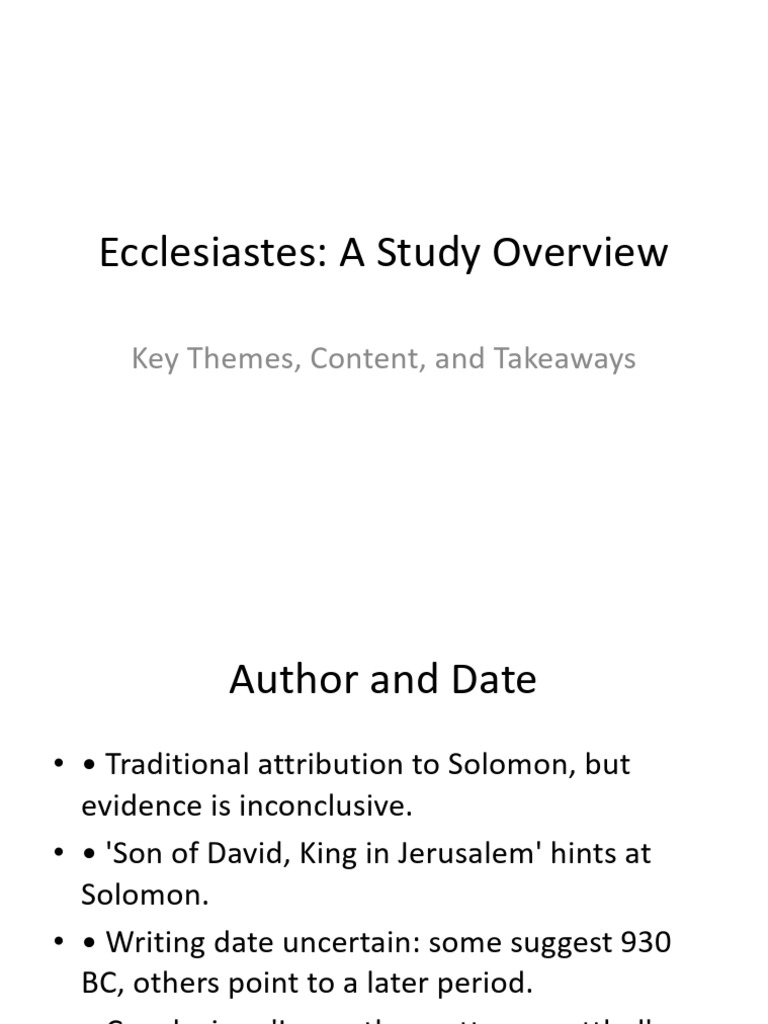 Ecclesiastes Study: Themes & Insights | PDF