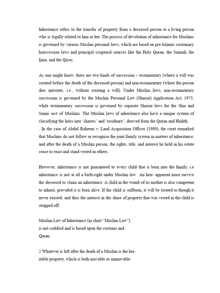 Muslim Inheritance Law Guide | PDF | Inheritance | Sharia