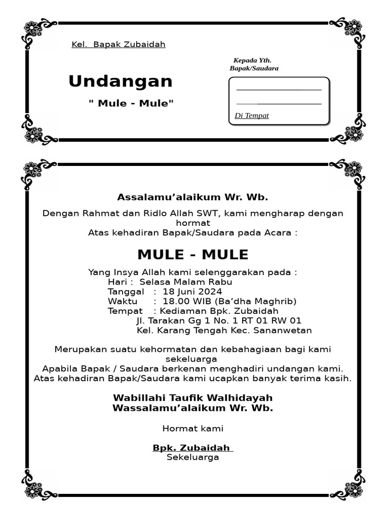 Undangan Mule Mule | PDF