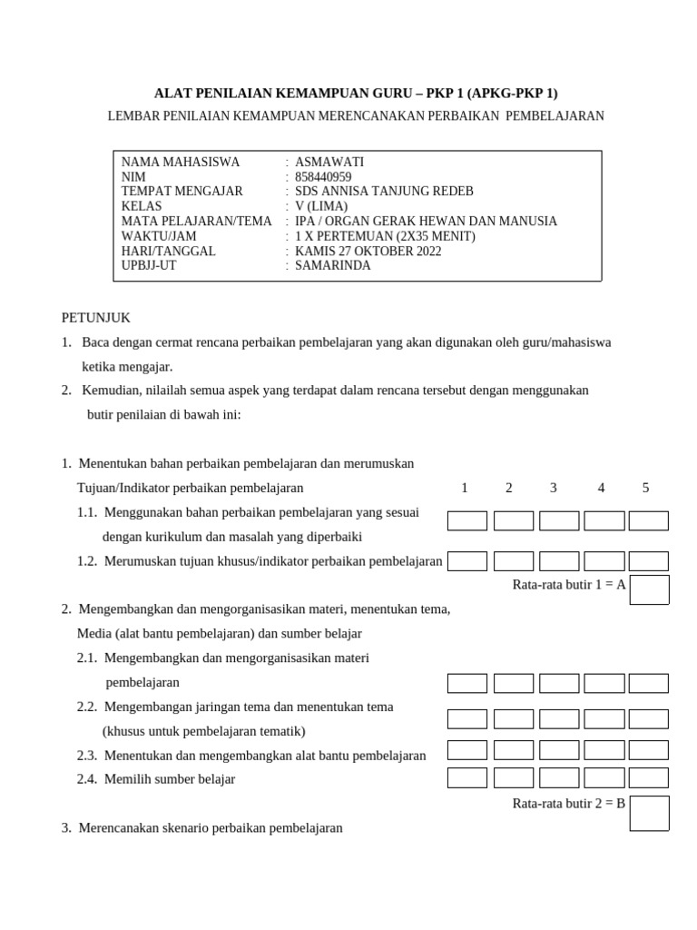 APKG 1 & 2 Siklus 1 | PDF