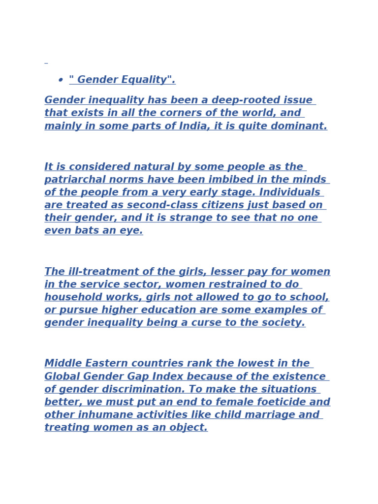 Gender Equality | PDF