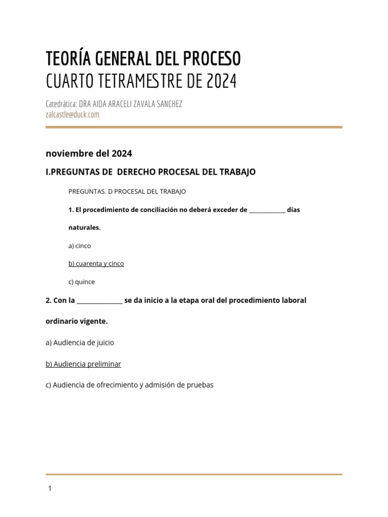 Cuestionario de Teoria Gral Del Proceso(1) | PDF | Mediación | Ley Pública
