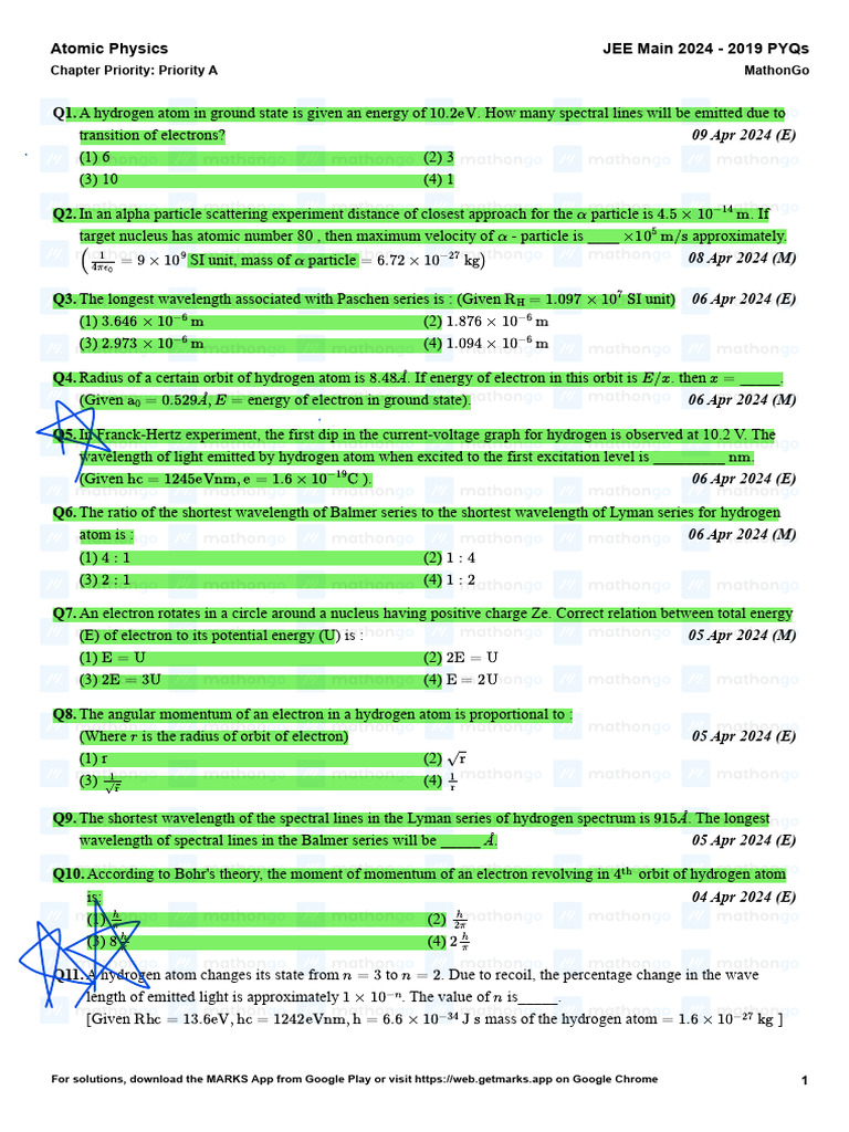 06 - Atomic Physics | PDF | Electron | Atoms