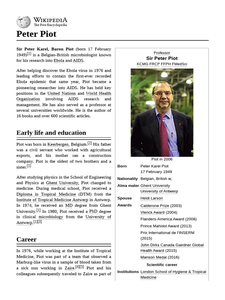 Peter_Piot | PDF | Medicine | Health Sciences