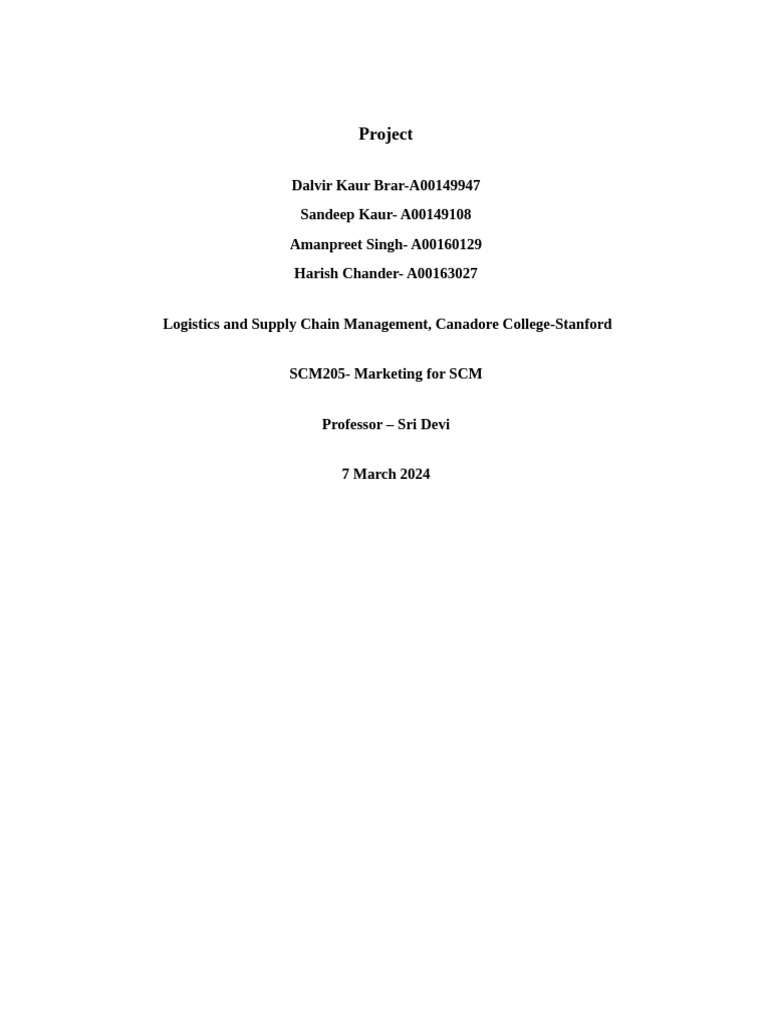 Marketing for SCM project..... | PDF | Supply Chain Management