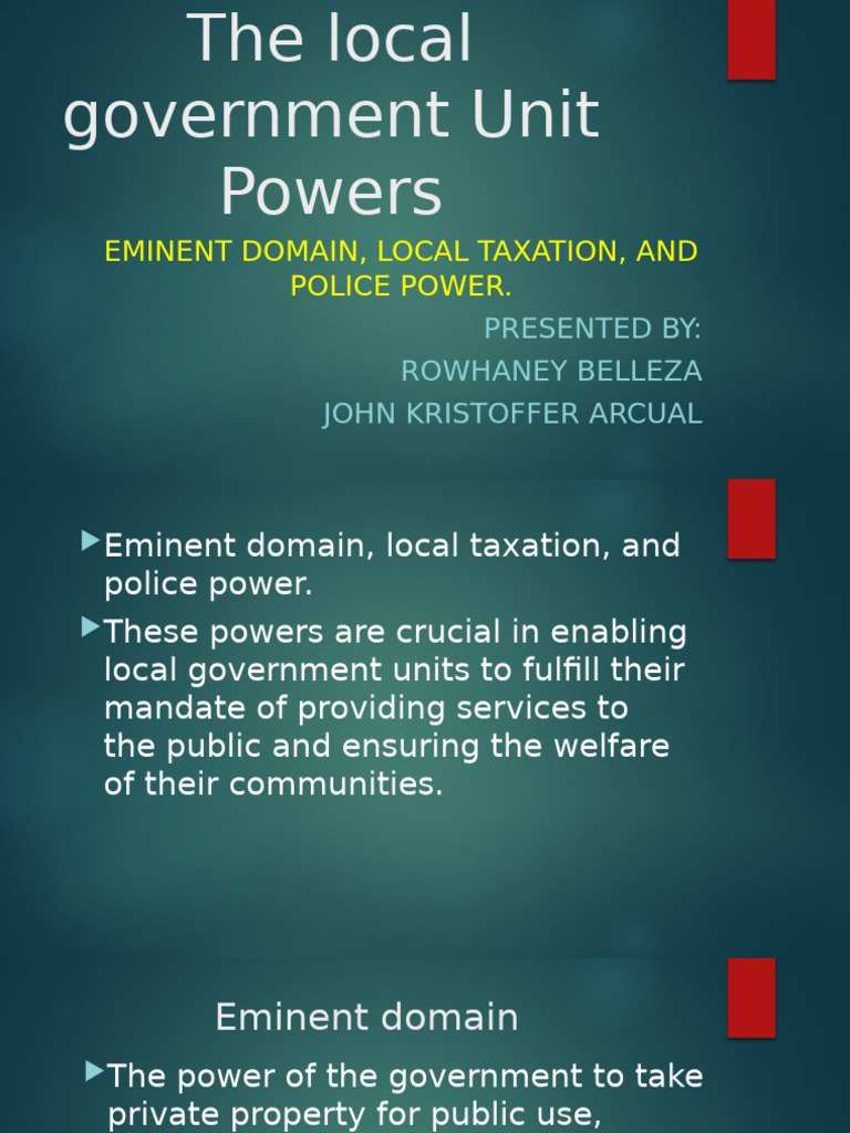 LGU-POWER-Taxation-Eminent-domain-Police-Power | PDF | Taxes | Eminent ...