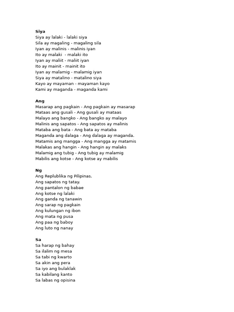Sample Sentences Complete | PDF