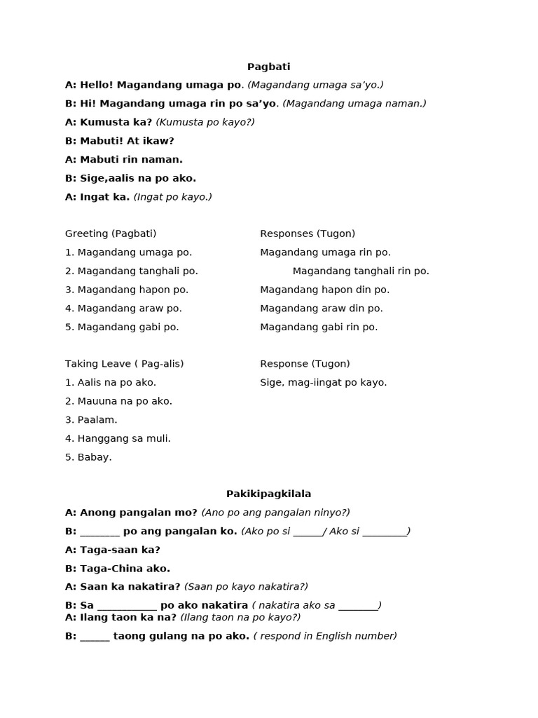 Tagalog Conversations (Complete) | PDF