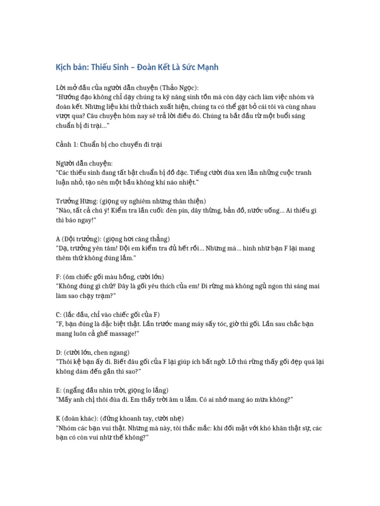 Kich Ban Thieu Sinh Doan Ket | PDF