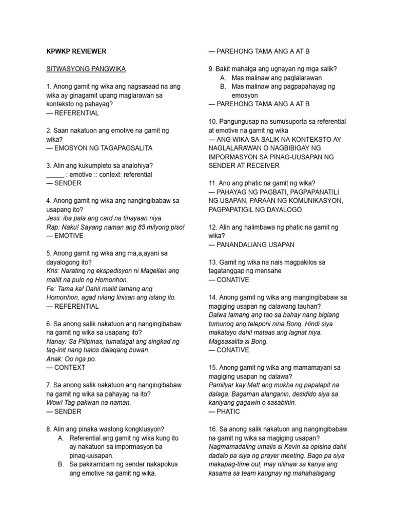 KPWKP Reviewer | PDF