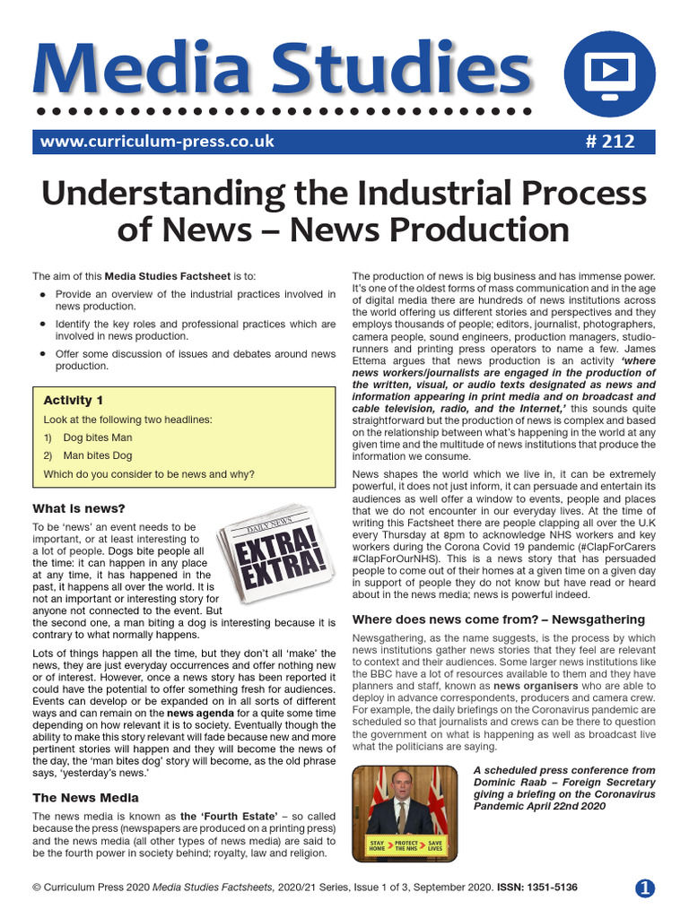 212 Understanding The Industrial Process of News | PDF | News | Mass Media