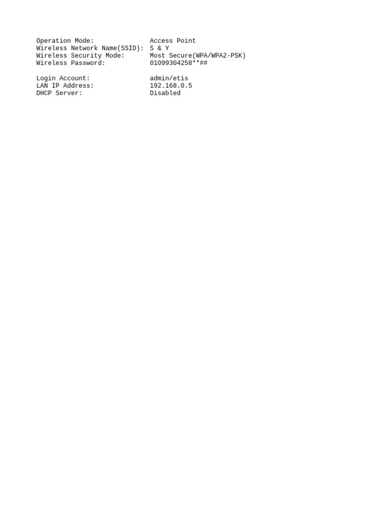 Secure WiFi Setup: Access Point Mode | PDF