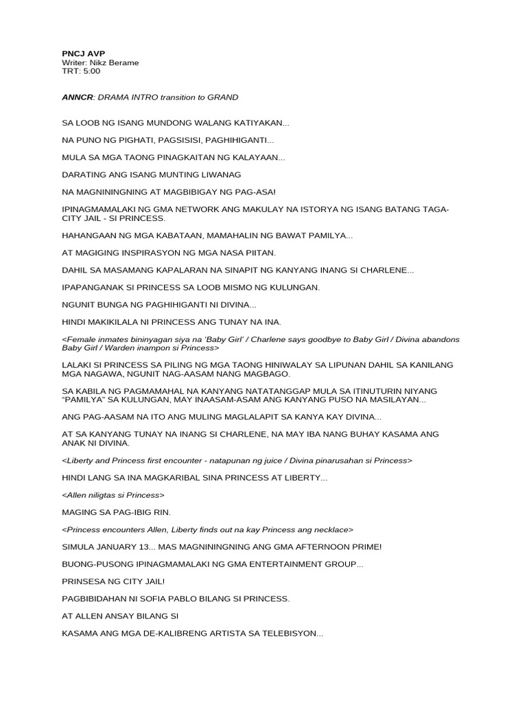 PNCJ AVP SCRIPT | PDF