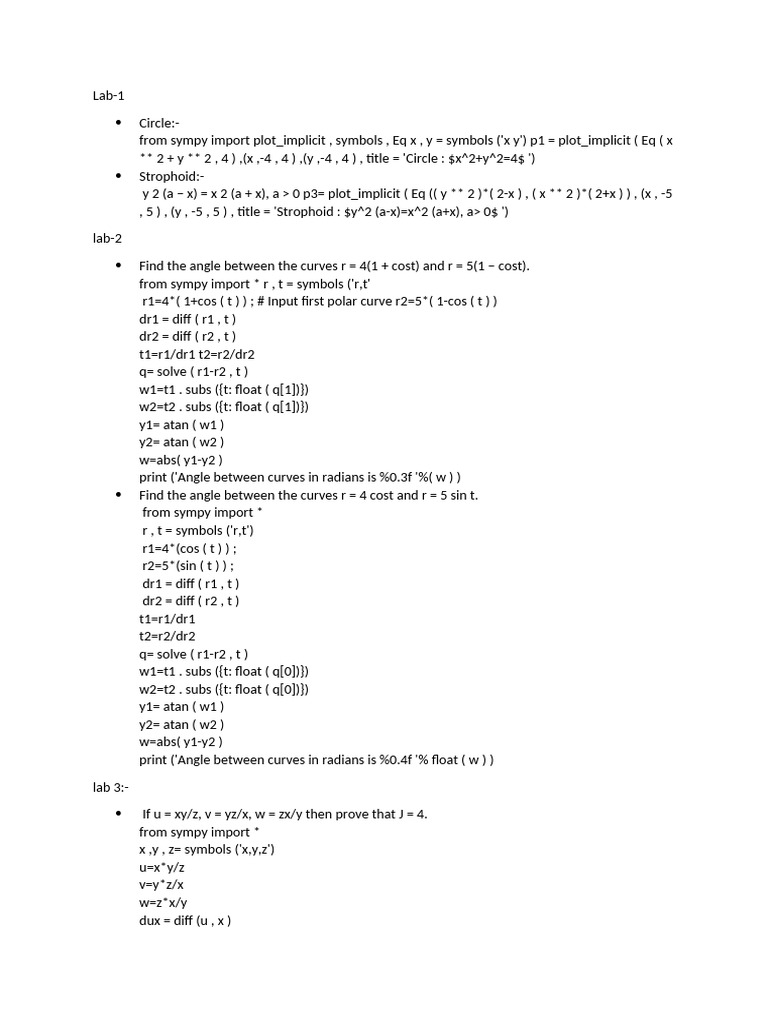 math lab | PDF | Functions And Mappings | Algebra