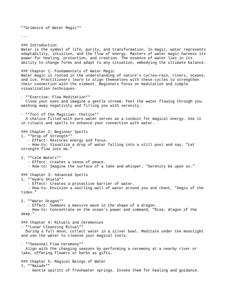 Water Magic Grimoire Guide | PDF | Water | Meditation