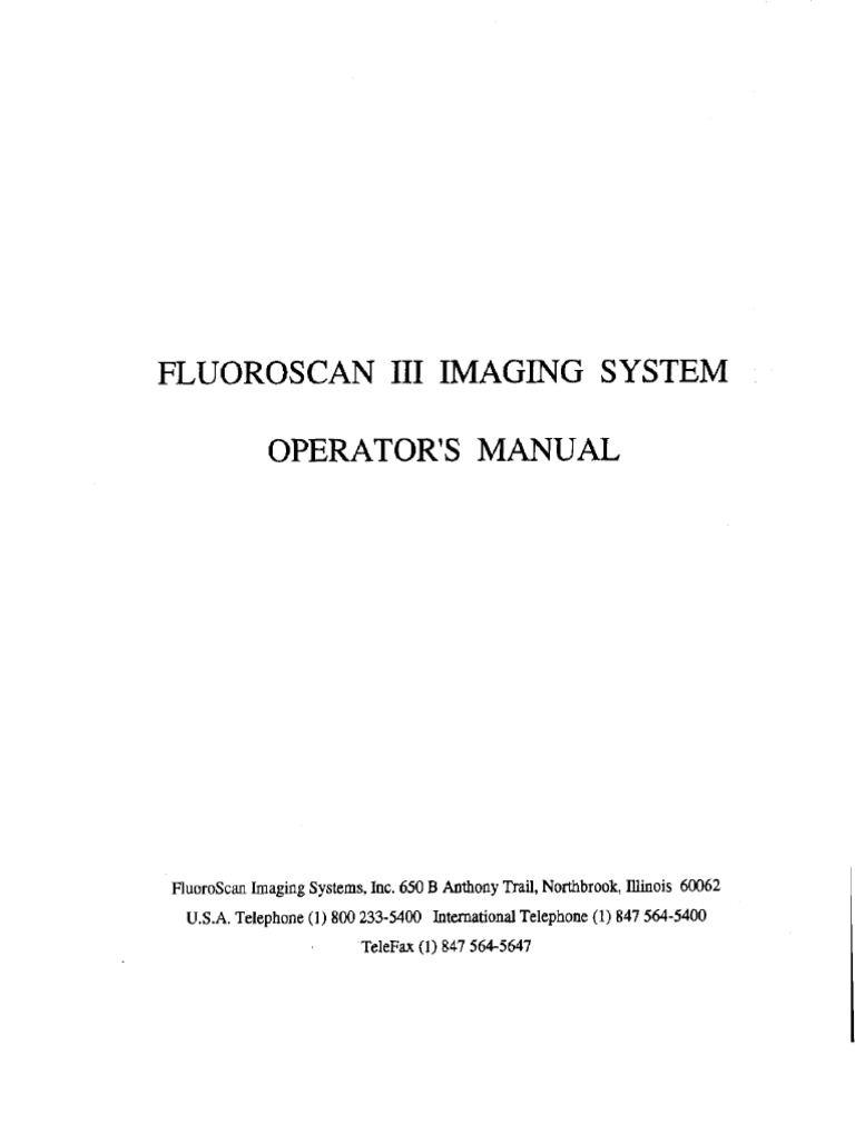 Fluoroscan III Imaging System.om | PDF