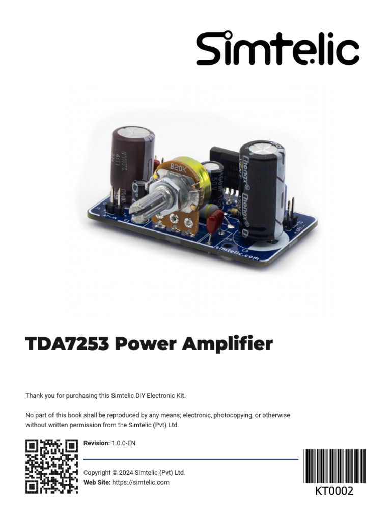 Simtelic KT0002 - TDA7253 Power Ampliﬁer | PDF | Amplifier | Loudspeaker