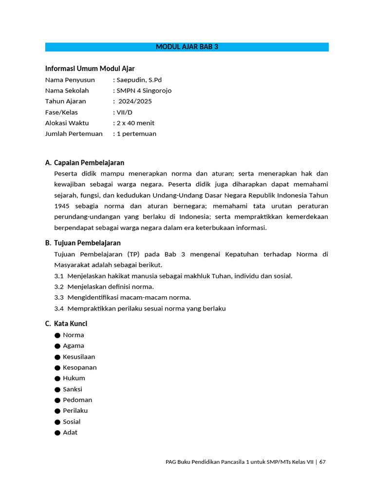 MODUL AJAR BAB 3 Pertemuan 5 | PDF