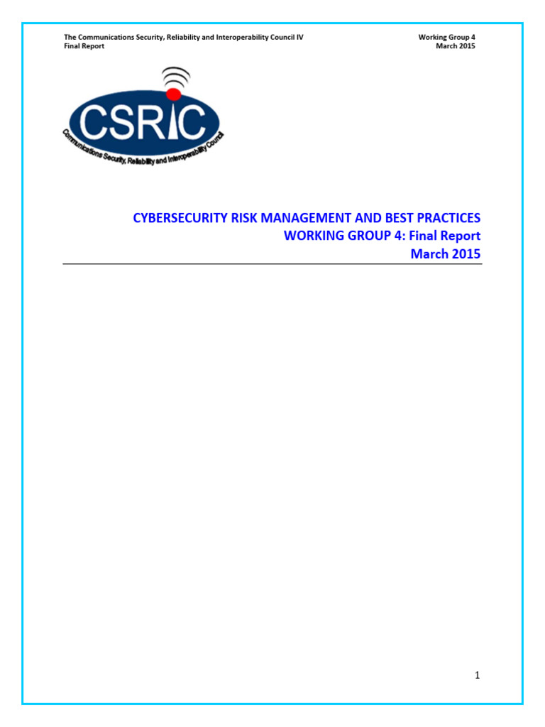 Csric IV Wg4 Final Report 031815 | PDF | Computer Security | Security