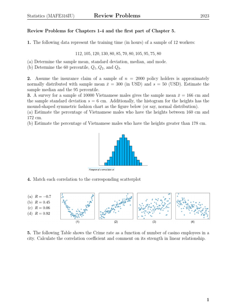 Statistics_Review_Chap1_5 | PDF | Percentile | Statistics