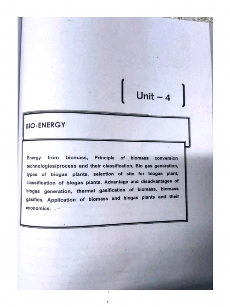 Unit 4 RES | PDF | Biogas | Biofuel