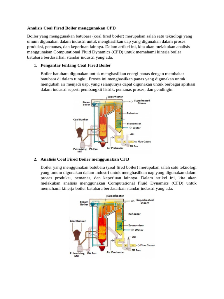 Analisis Coal Fired Boiler Menggunakan CFD | PDF