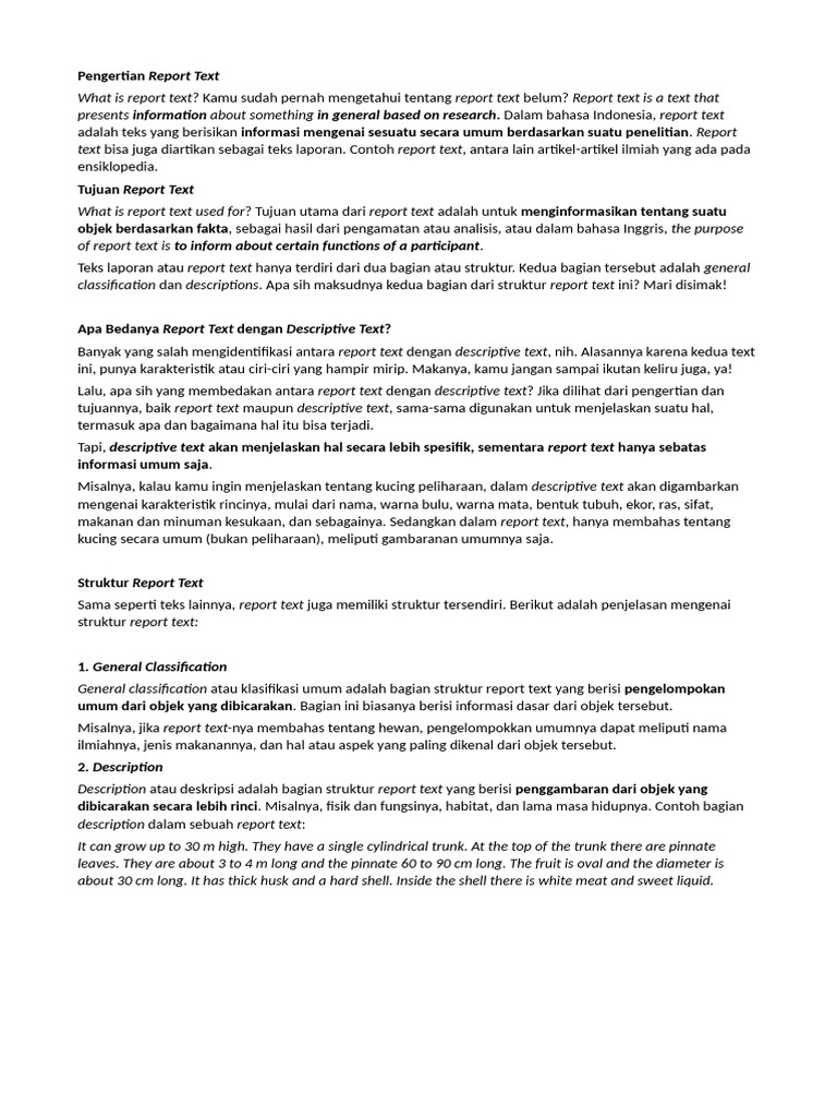 Pengertian Report Text | PDF