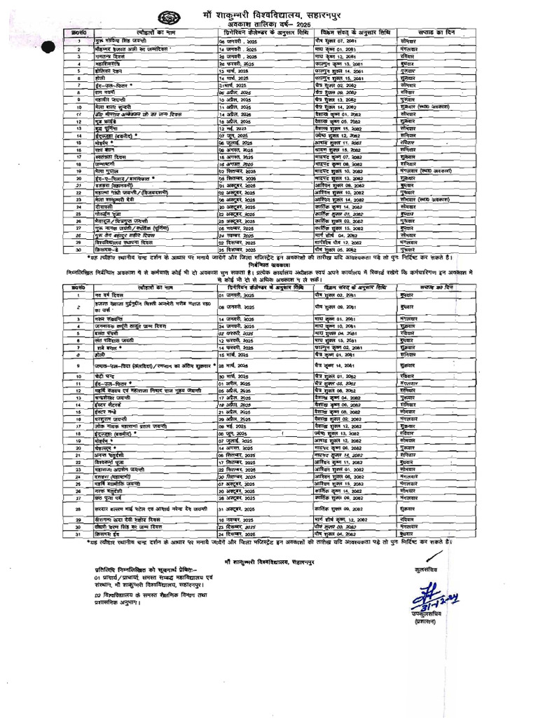 Msu Holiday List 20255gfr | PDF
