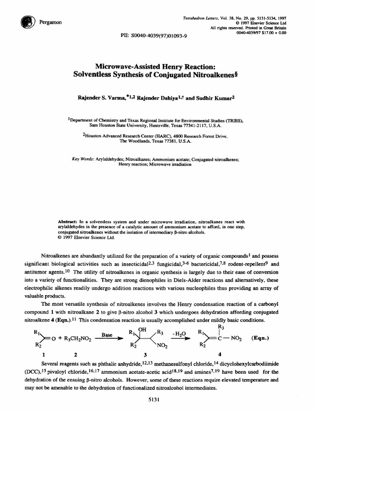 MicroWave Oven-Chem Nitroalkene Preparation From Benzaldehydes | PDF