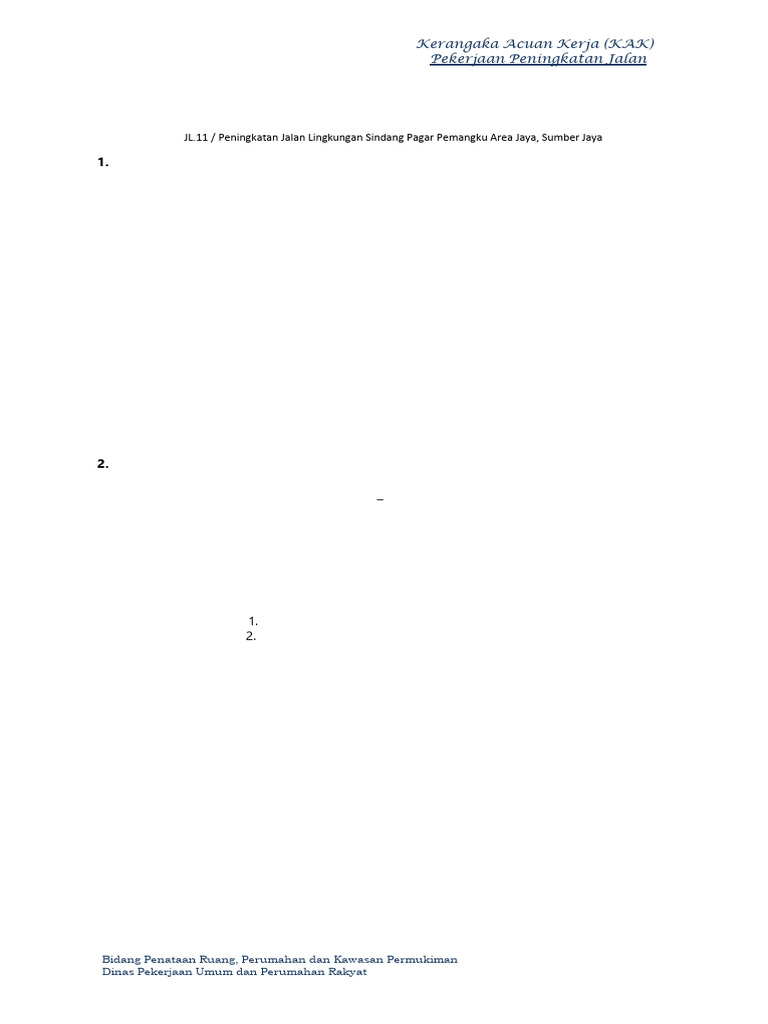 KAK Jalan Lingkungan | PDF