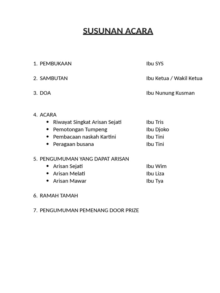 Susunan Acara | PDF