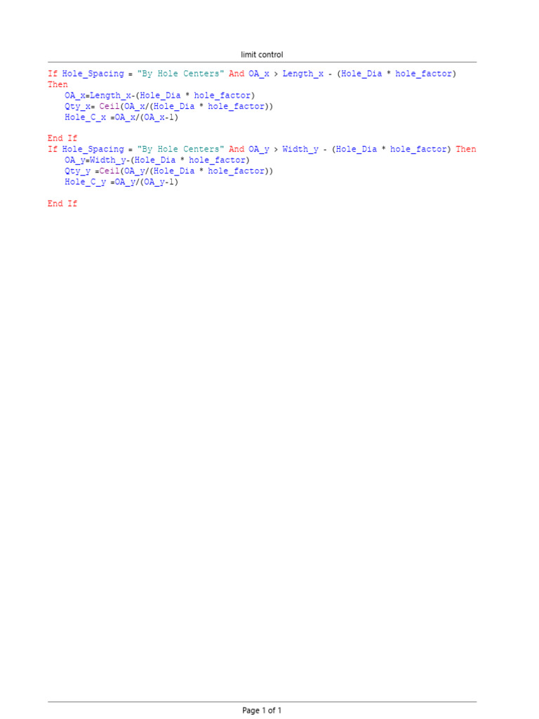 Hole Spacing Calculation Logic | PDF