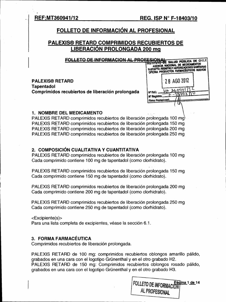 PALEXIS RETARD COMPRIMIDOS RECUBIERTOS DE LIBERACIÓN PROLONGADA 200 MG ...