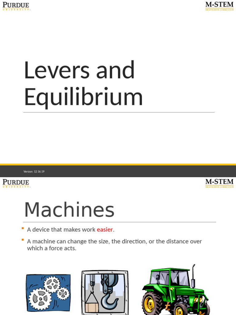 1.3c Levers and Equilibrium Slideshow | PDF | Lever | Machines