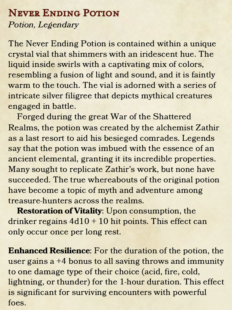 Legendary Never Ending Potion Guide | PDF