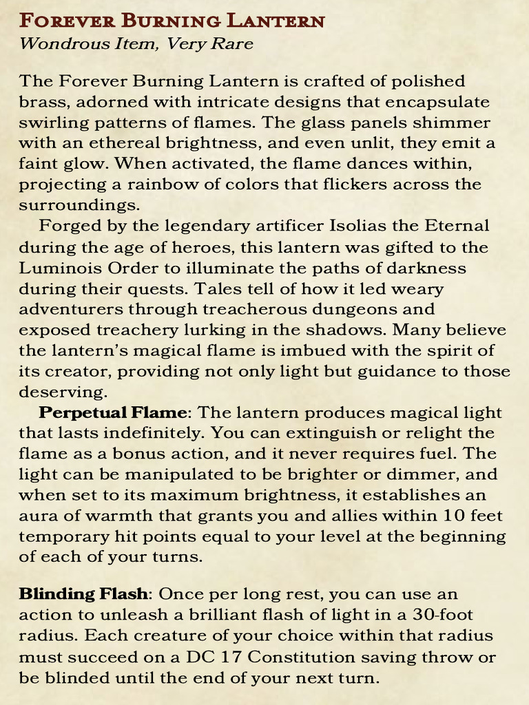 Forever Burning Lantern | PDF