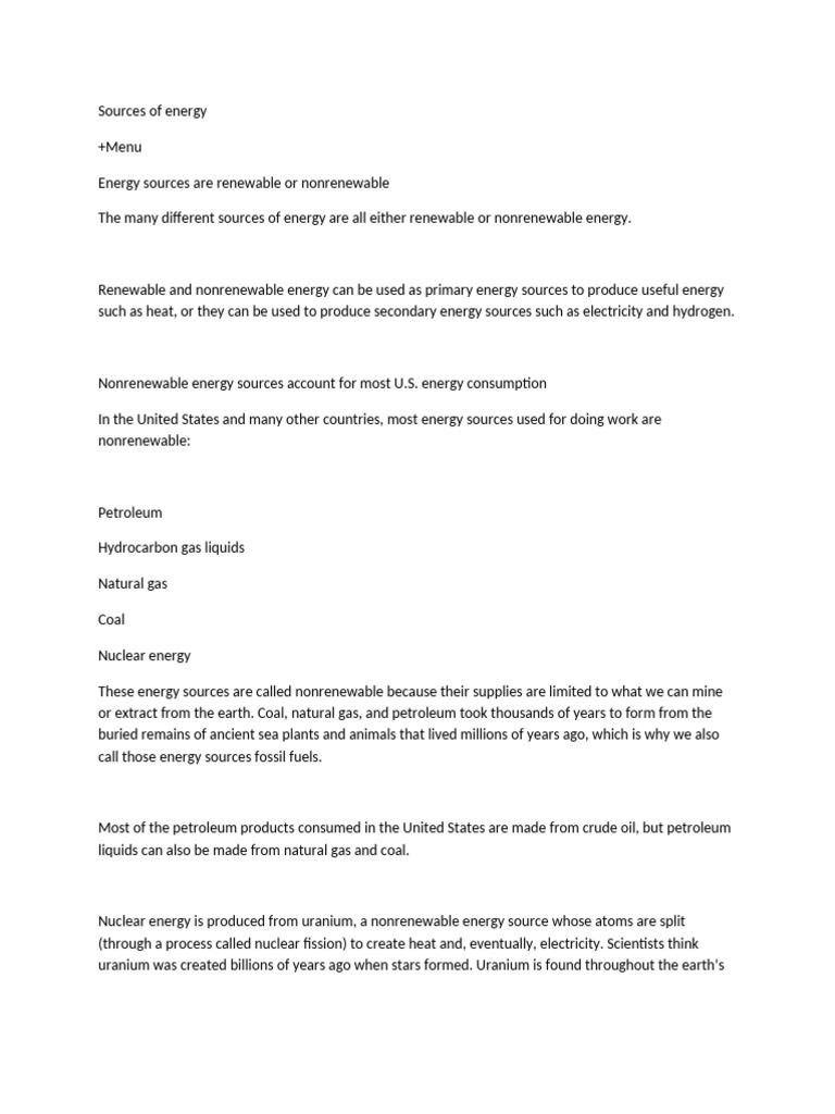 Sources of ener-WPS Office | PDF | Energy Development | Renewable Energy