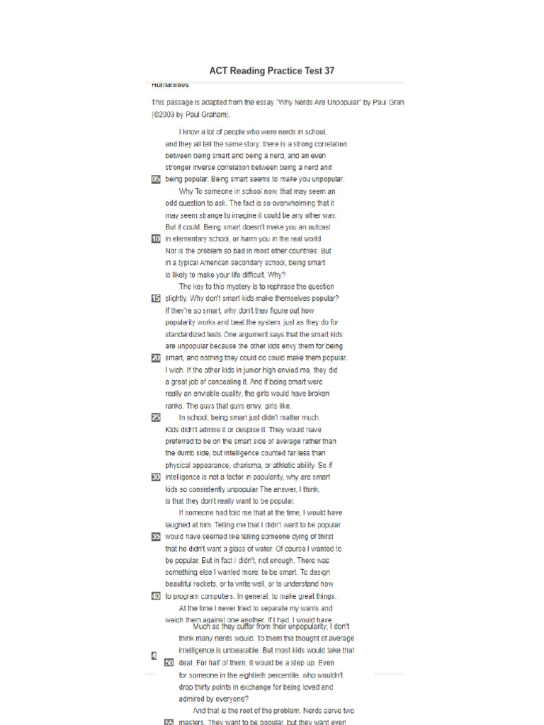 ACT Reading test 37 | PDF | Psychology | Cognition