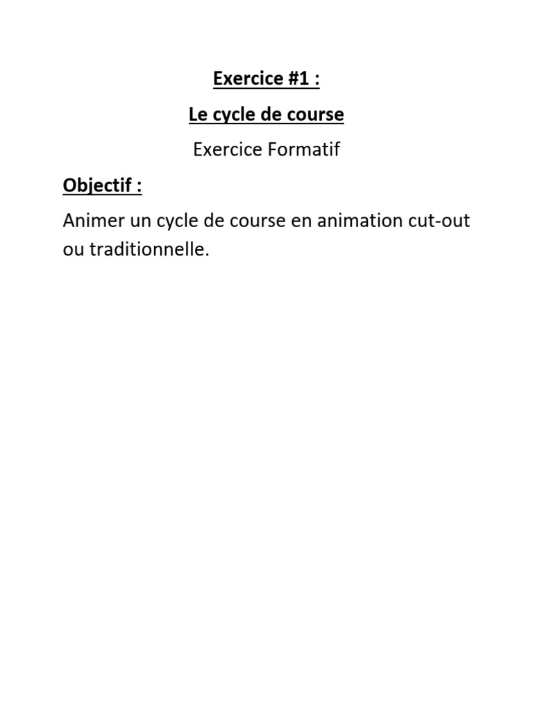Exercice d'Animation - Cycle De Course | PDF