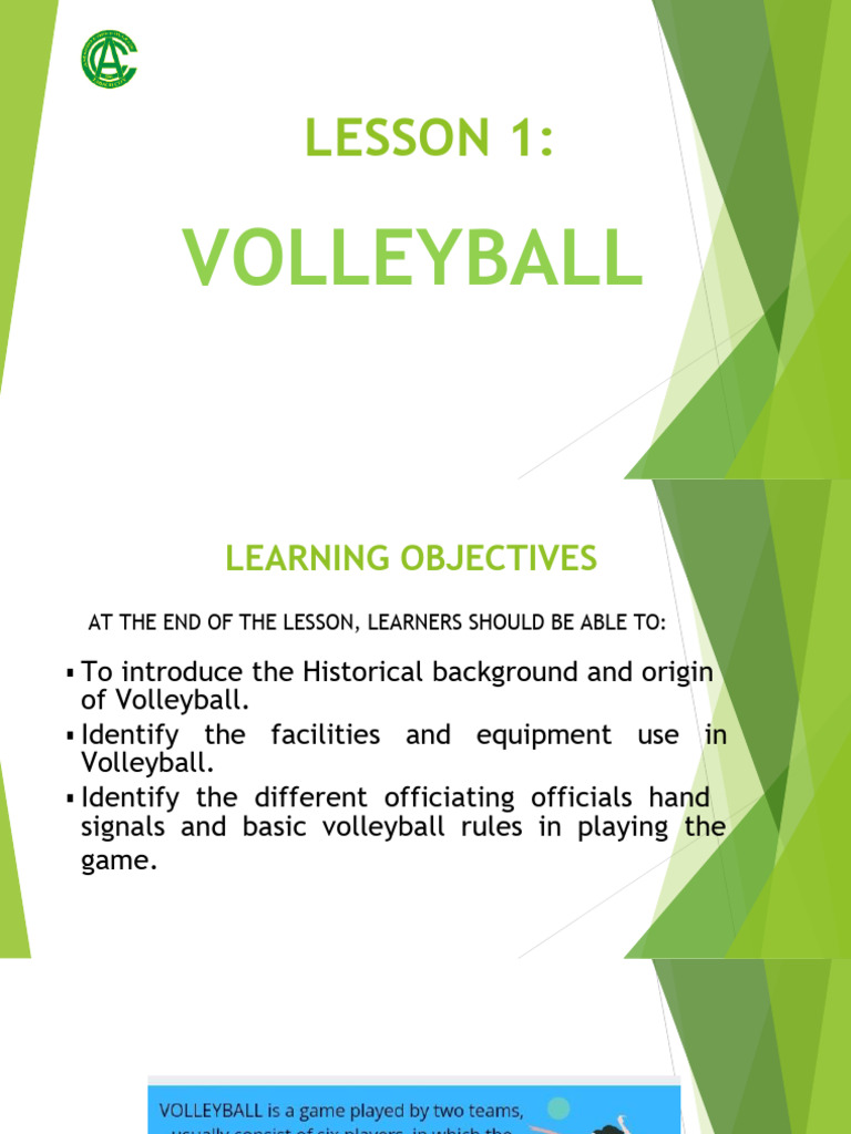 LESSON-1_VOLLLEYBALL | PDF | Volleyball | Sports